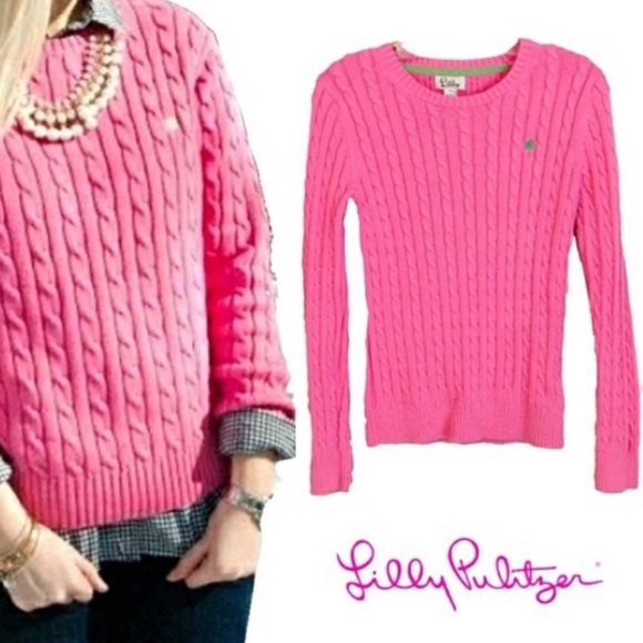 Lilly Pulitzer | Sweaters | Lilly Pulitzer Pink Cable Knit Oversized ...